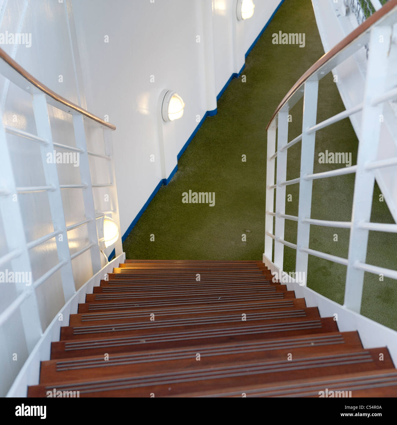Staircase of a cruise ship Silver Shadow, East China Sea Stock Photo ...