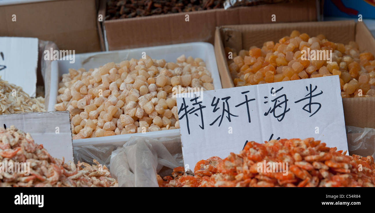 Dried food at a market stall, Binhai, Tianjin, China Stock Photo - Alamy