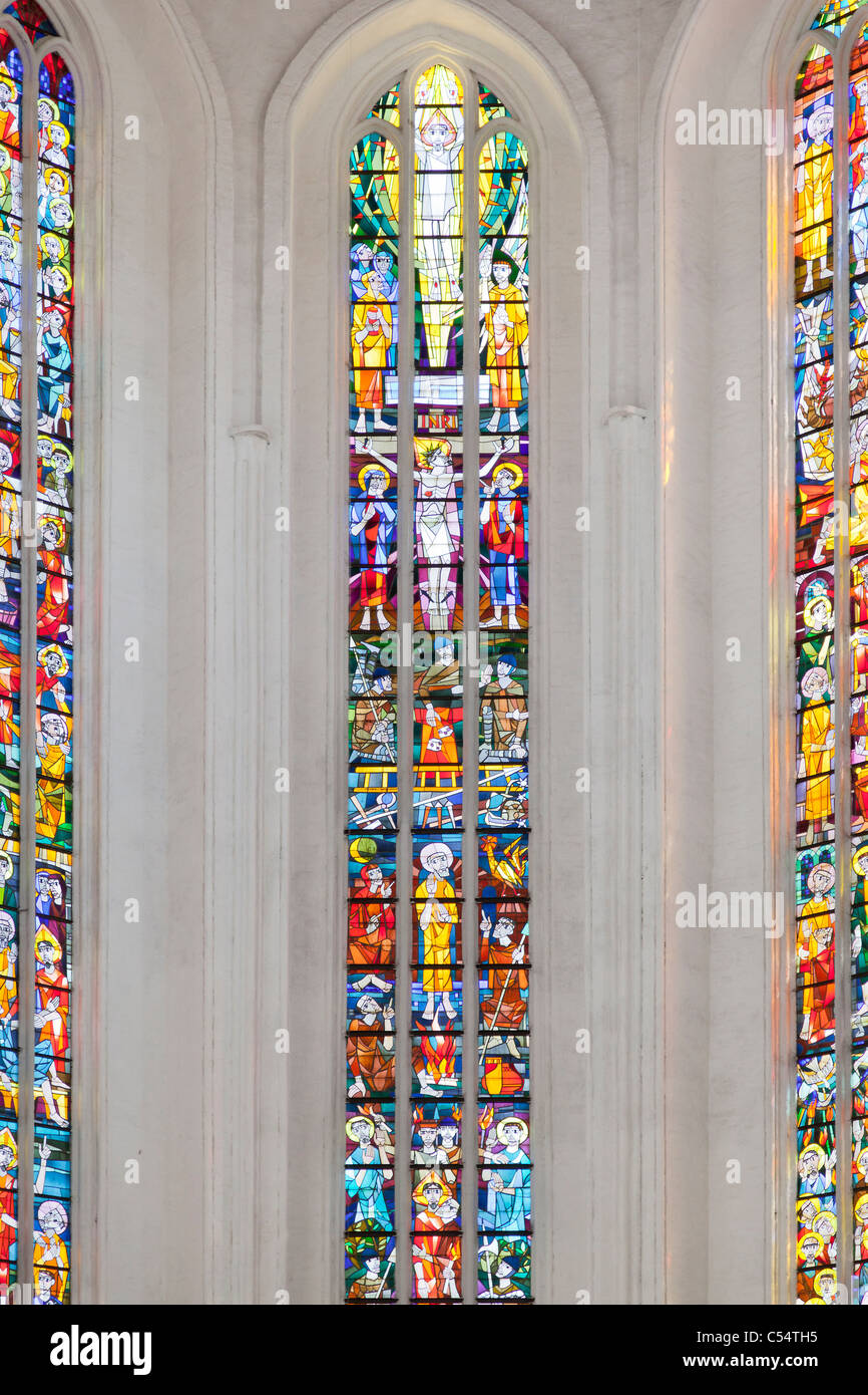 Stained glass window in Petrikirche Rostock, Germany Stock Photo - Alamy