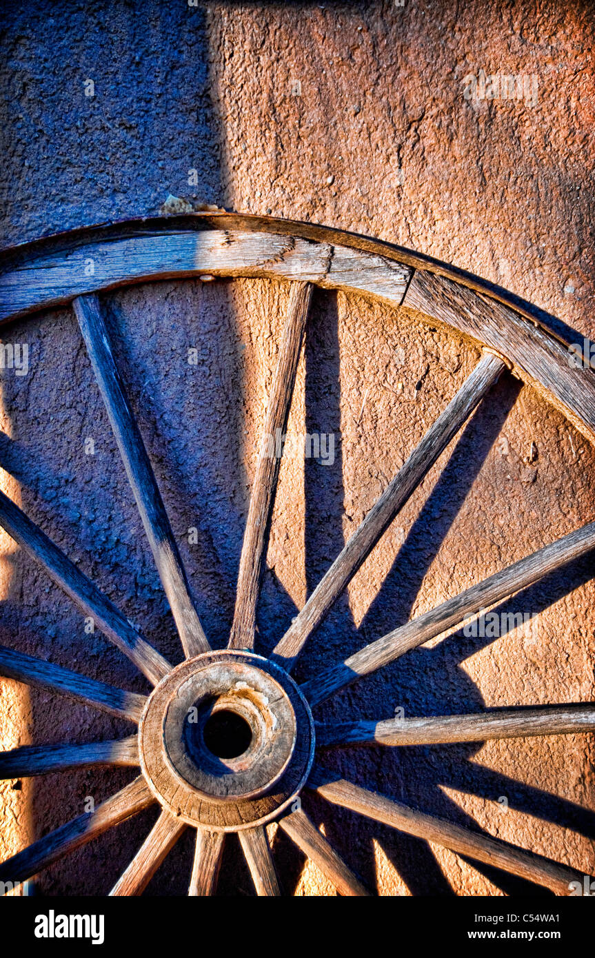Close-up of an old wagon wheel, New Mexico, USA Stock Photo - Alamy