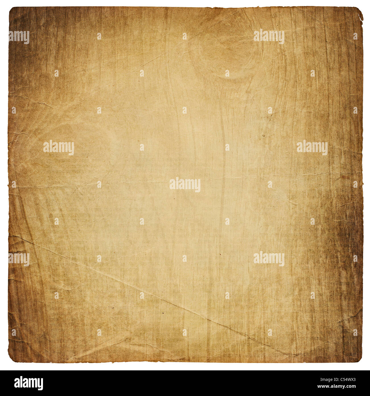 Old paper sheet with vintage wooden texture. Isolated on white Stock ...
