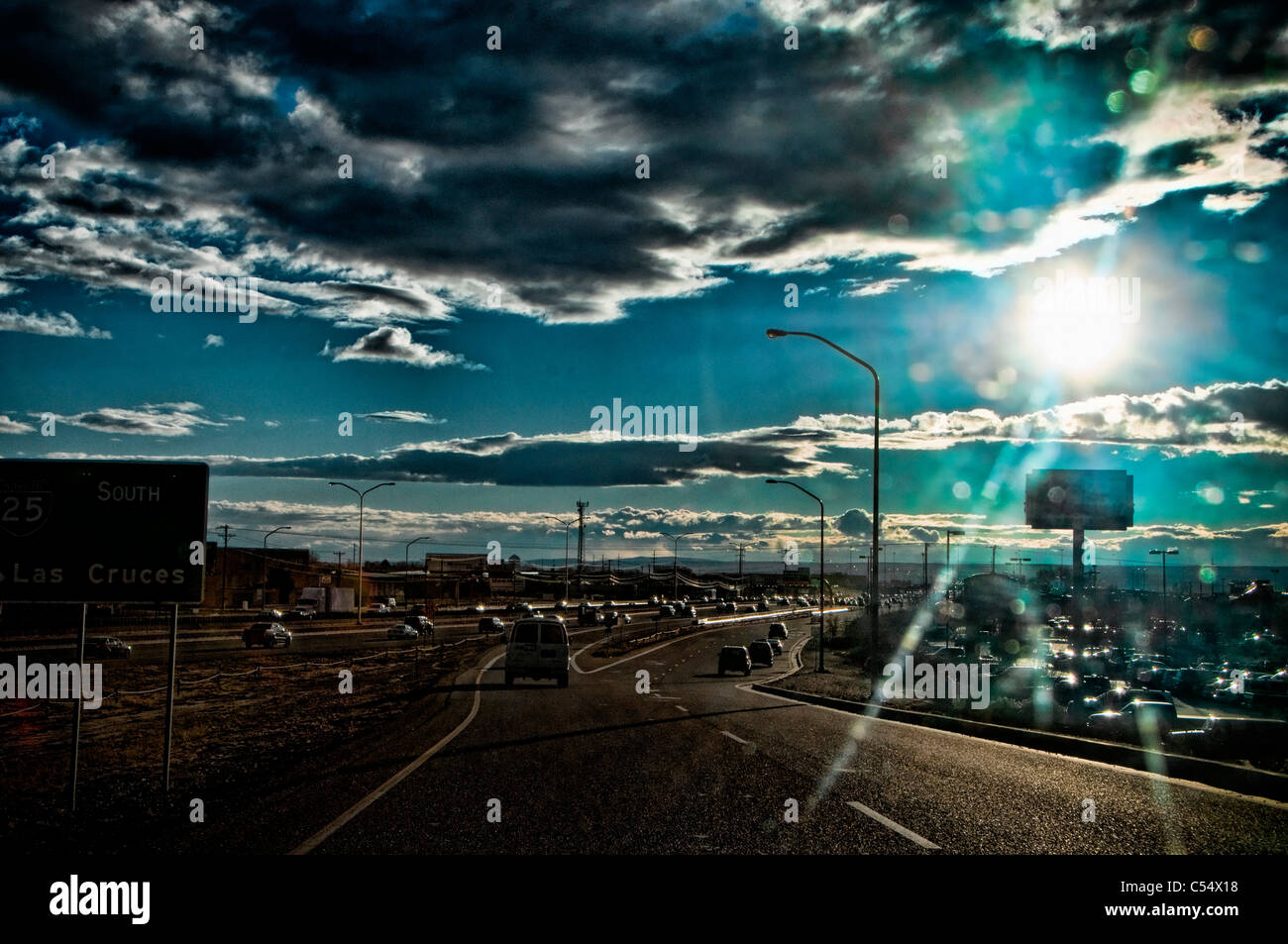 USA, New Mexico, Albuquerque, highway in afternoon sunlight Stock Photo ...