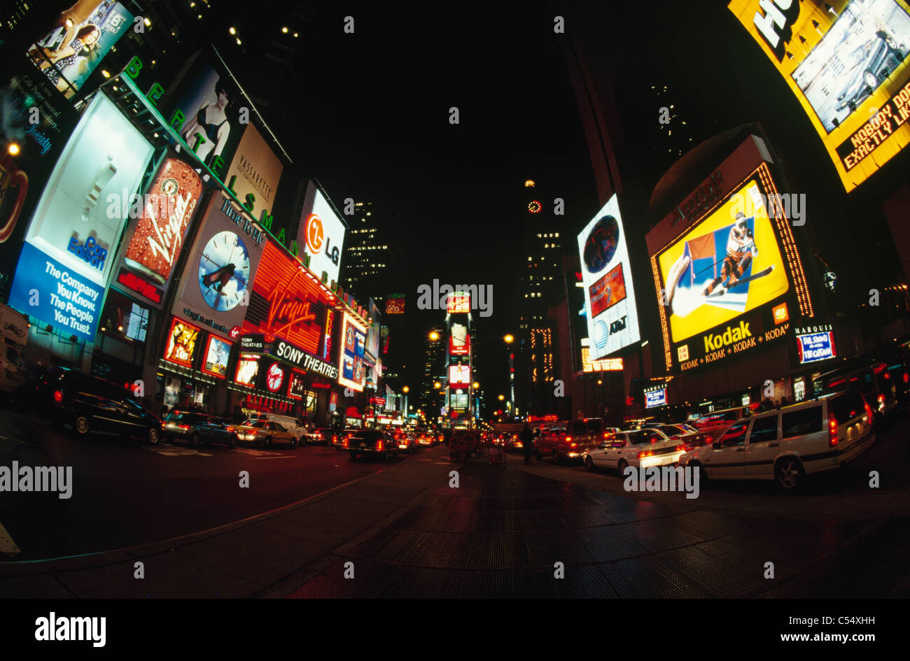 USA, New York, New York City, Times Square illuminated at night Stock ...