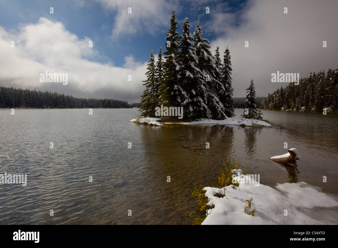 Panoramic view of a lake, Two Jack Lake, Banff, Banff National Park ...