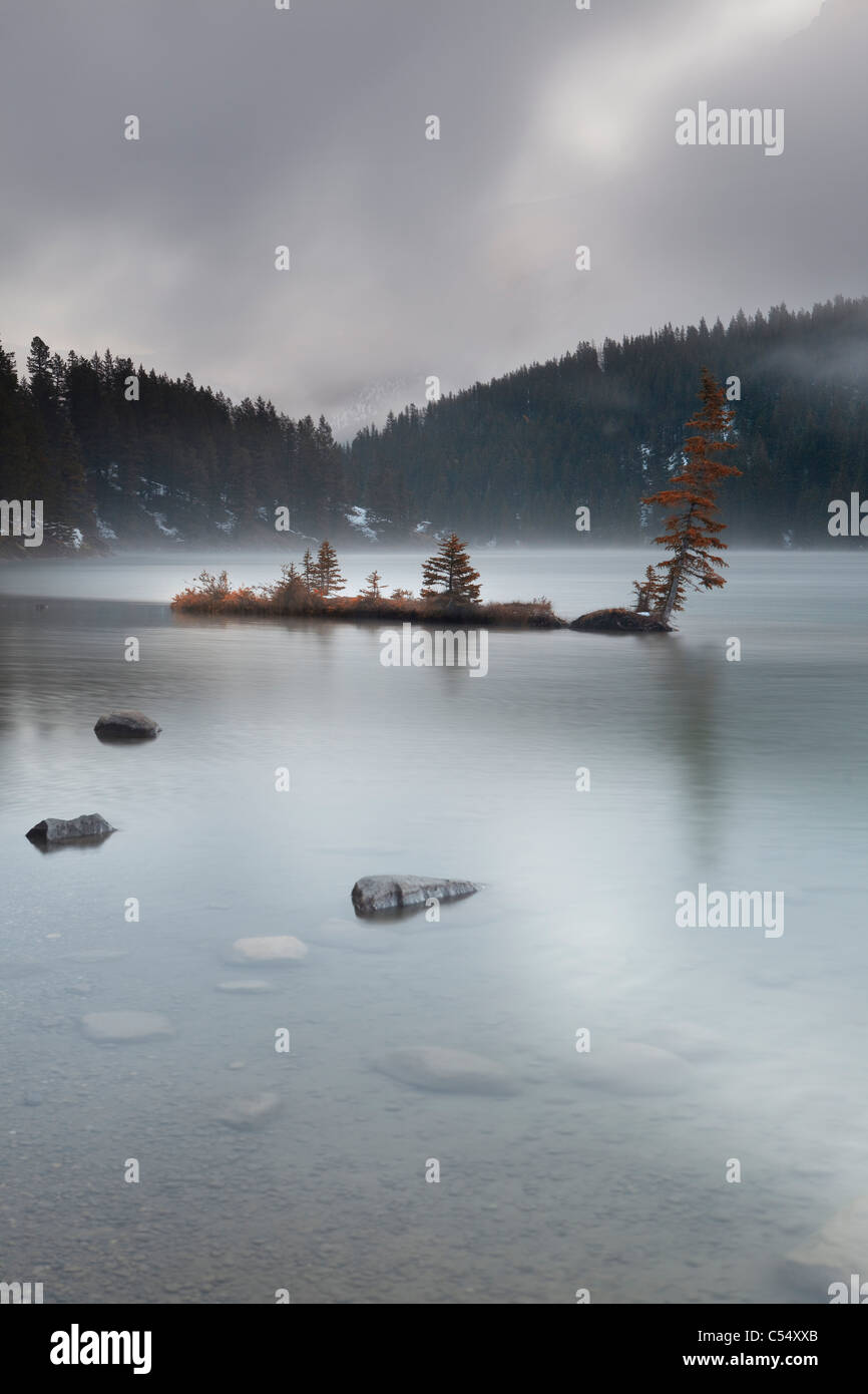 Panoramic view of a lake, Two Jack Lake, Banff, Banff National Park ...