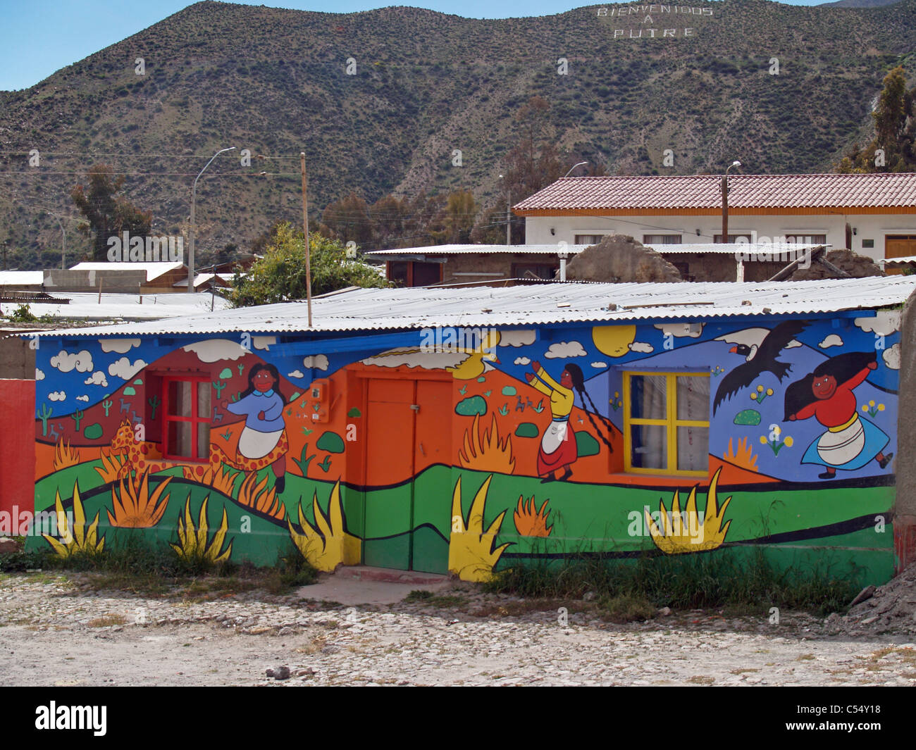 Colorful murals in Putre,Chile Stock Photo - Alamy