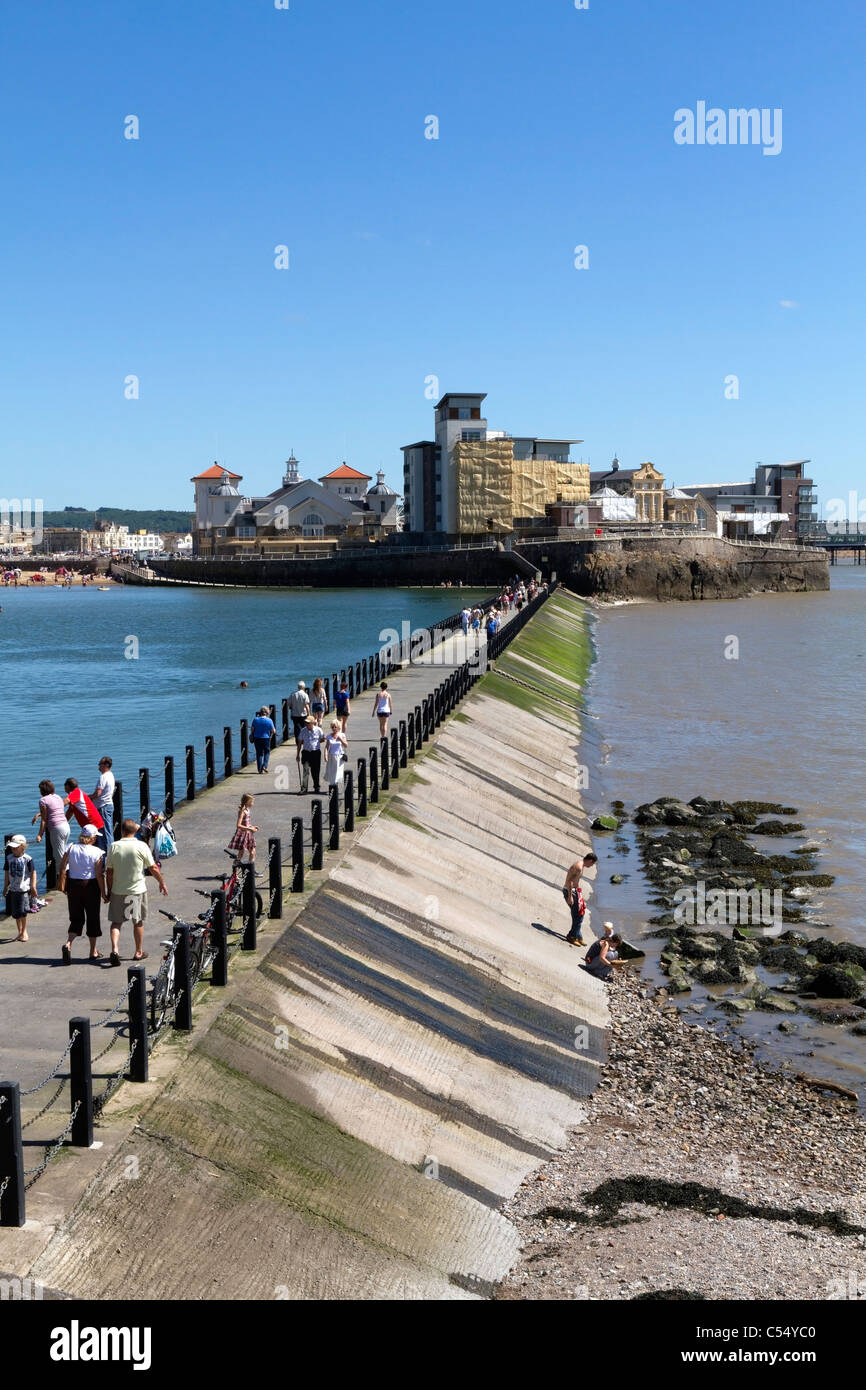 The causeway across Marine Lake Weston Super Mare Stock Photo - Alamy