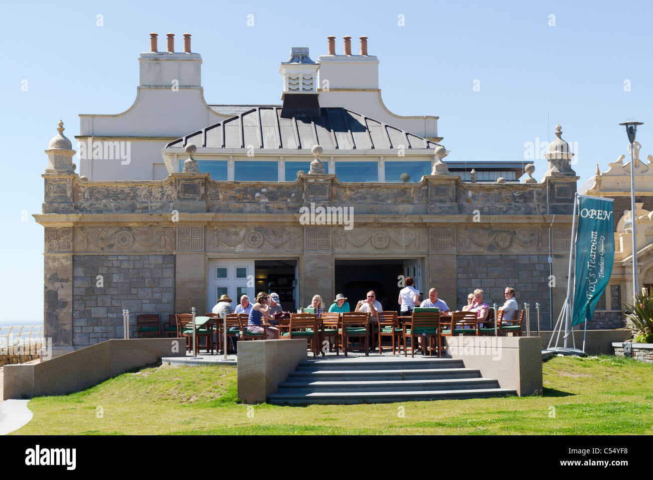Cafe with people sitting outside on Knightstone Island Weston Super ...