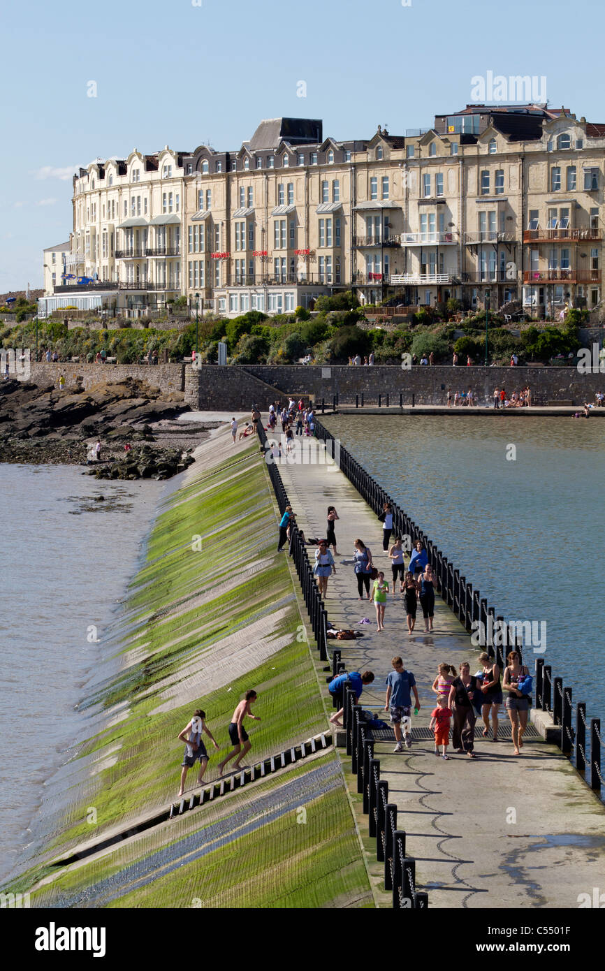 The causeway across Marine Lake Weston Super Mare Stock Photo - Alamy