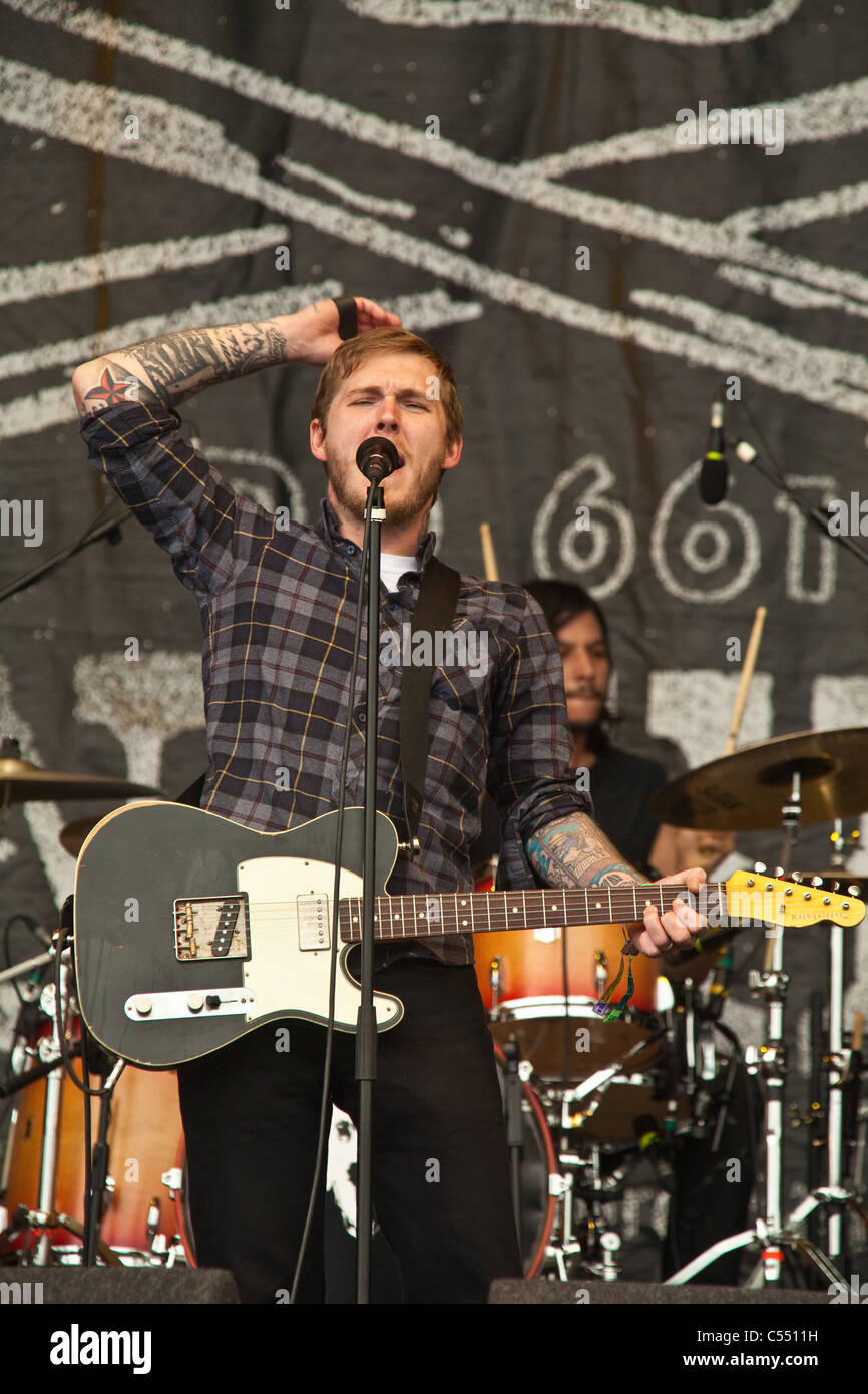 "The Gaslight Anthem" performing on the pyramid stage at the ...