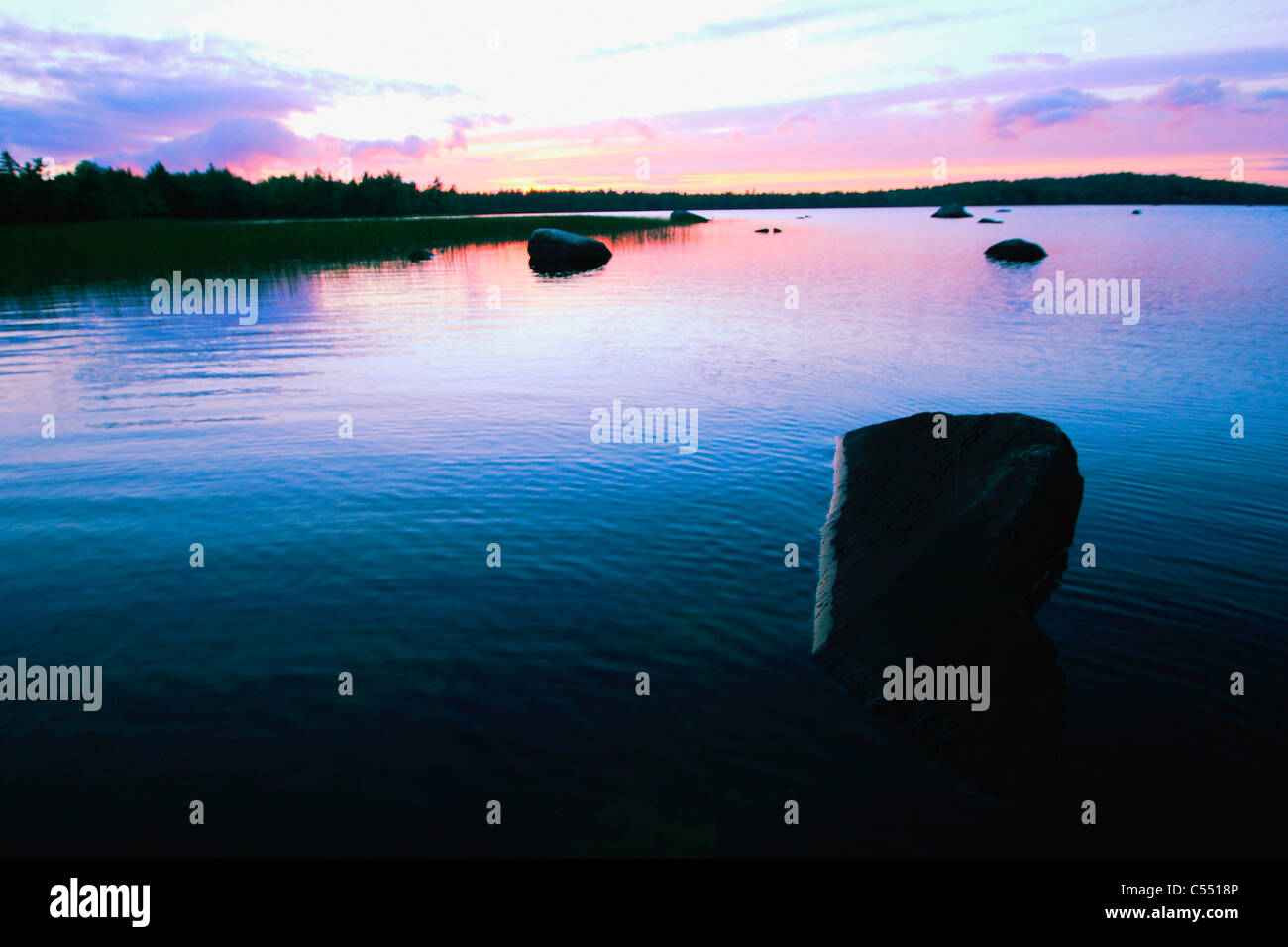 Reflection of clouds in a lake, Ponhook Lake, Nova Scotia, Canada Stock ...