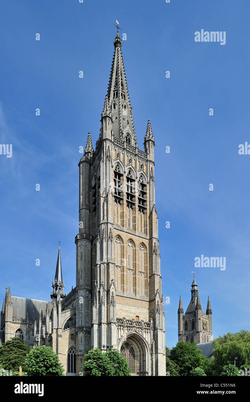 The Saint Martin's Cathedral and Cloth Hall with belfry at Ypres ...