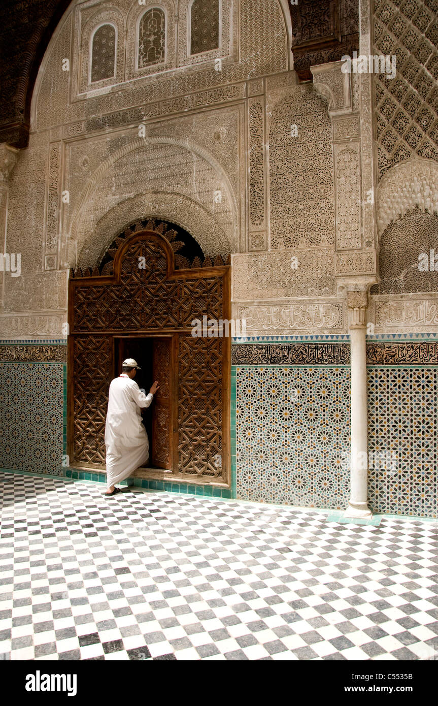 Facade of a madressa, Medersa El-Attarine, Fez, Morocco Stock Photo - Alamy