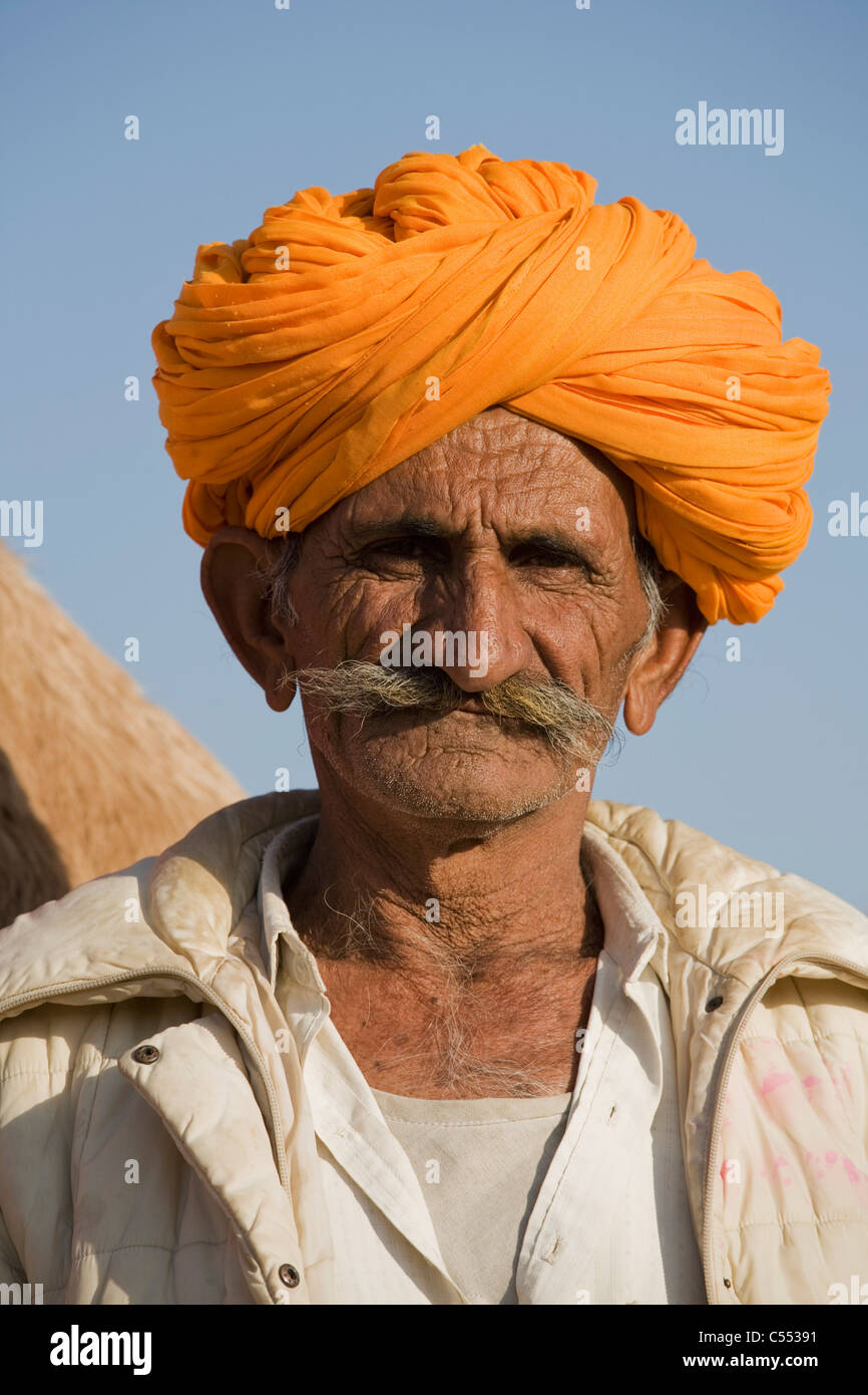 Portrait of a man, Thar Desert, Khuri, Sikar, Rajasthan, India Stock ...