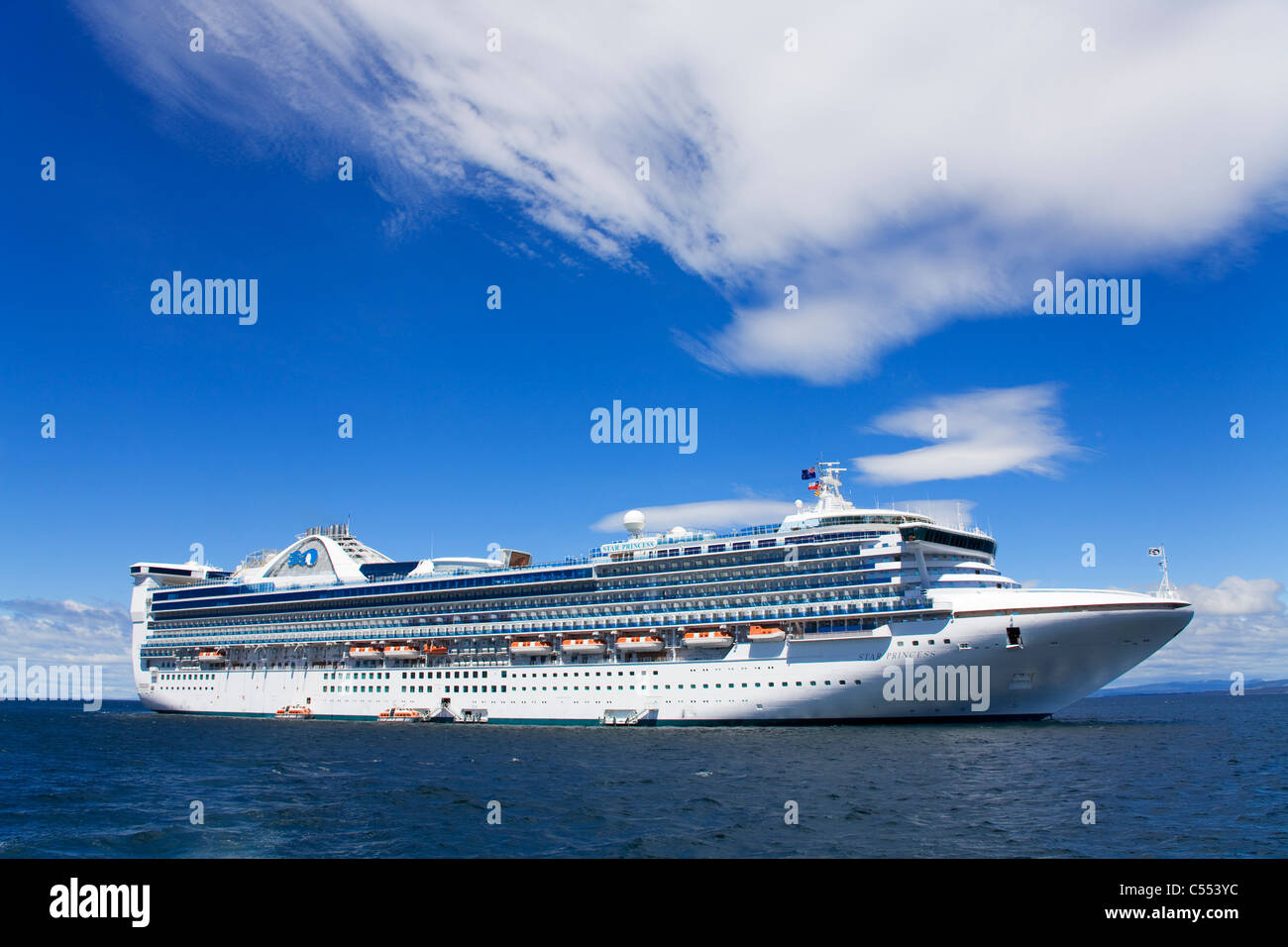 Cruise ship 'Star Princess' anchored at the port, Punta Arenas ...