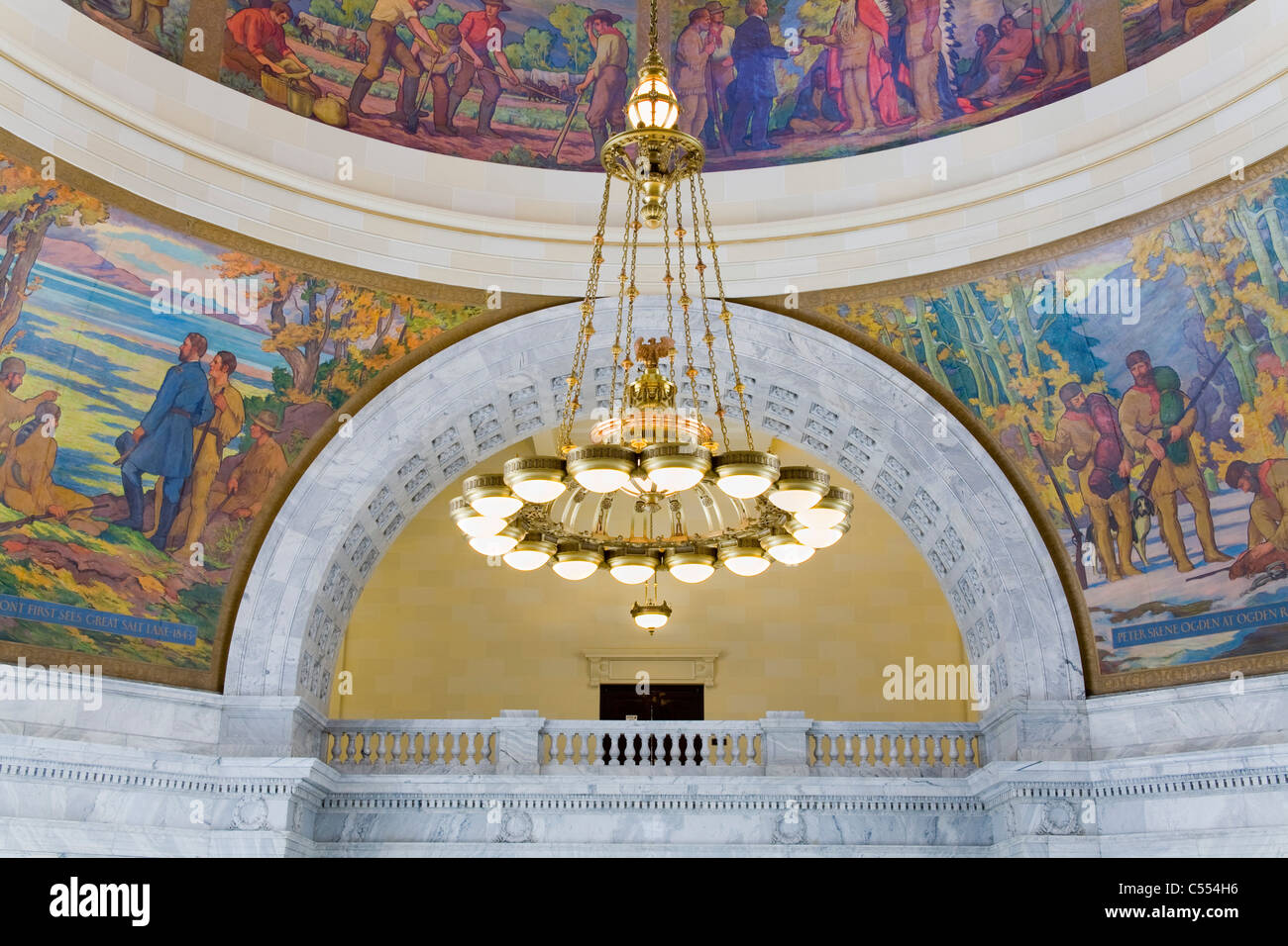 USA, Utah, Salt Lake City, State Capitol Building, Mural in rotunda ...