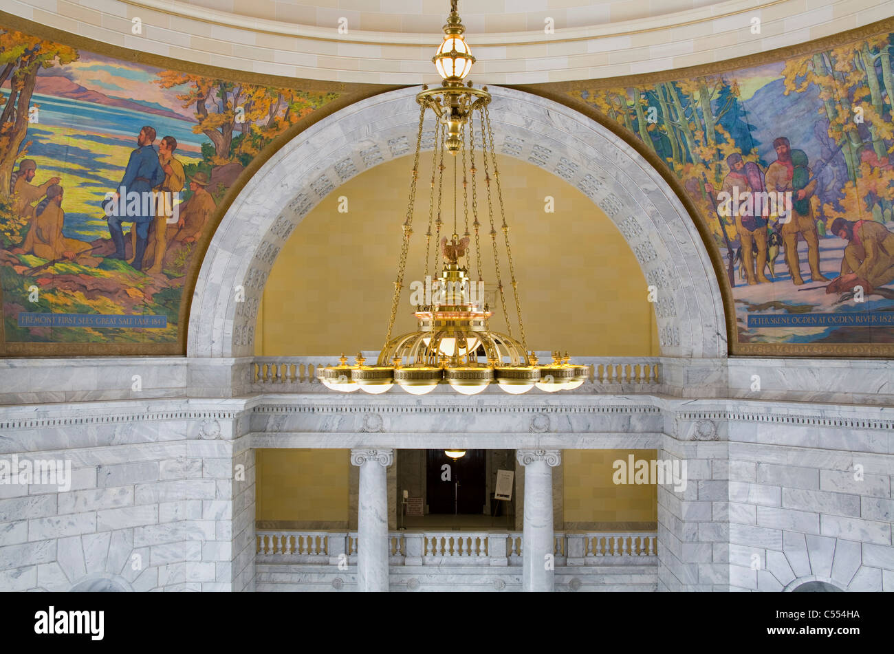 USA, Utah, Salt Lake City, State Capitol Building, Mural in rotunda ...