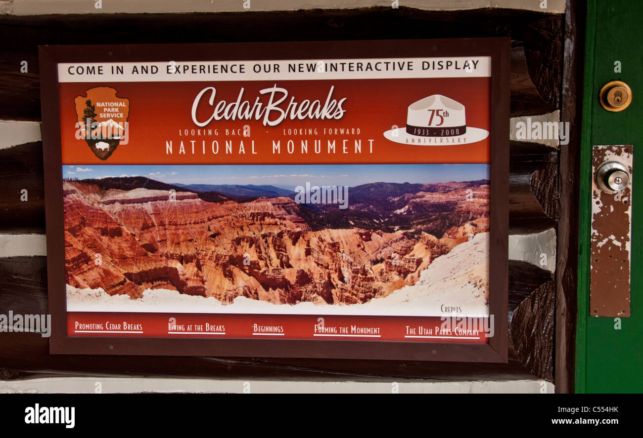 Signage Cedar Breaks National Park, Utah Stock Photo - Alamy