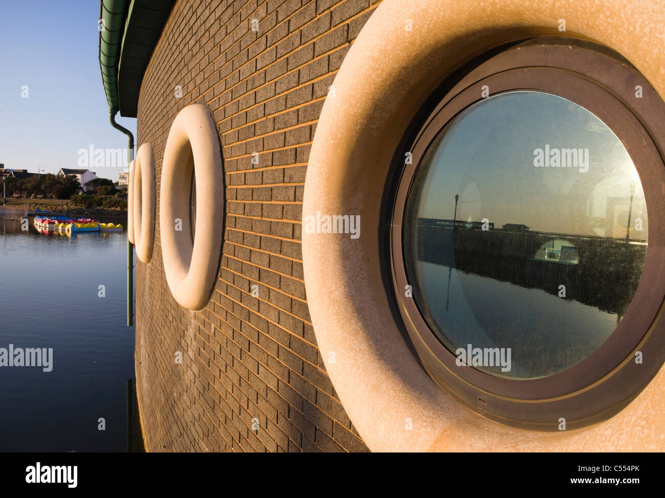 Detail of round windows in the RNLI Lifeboat station at St Annes Stock ...
