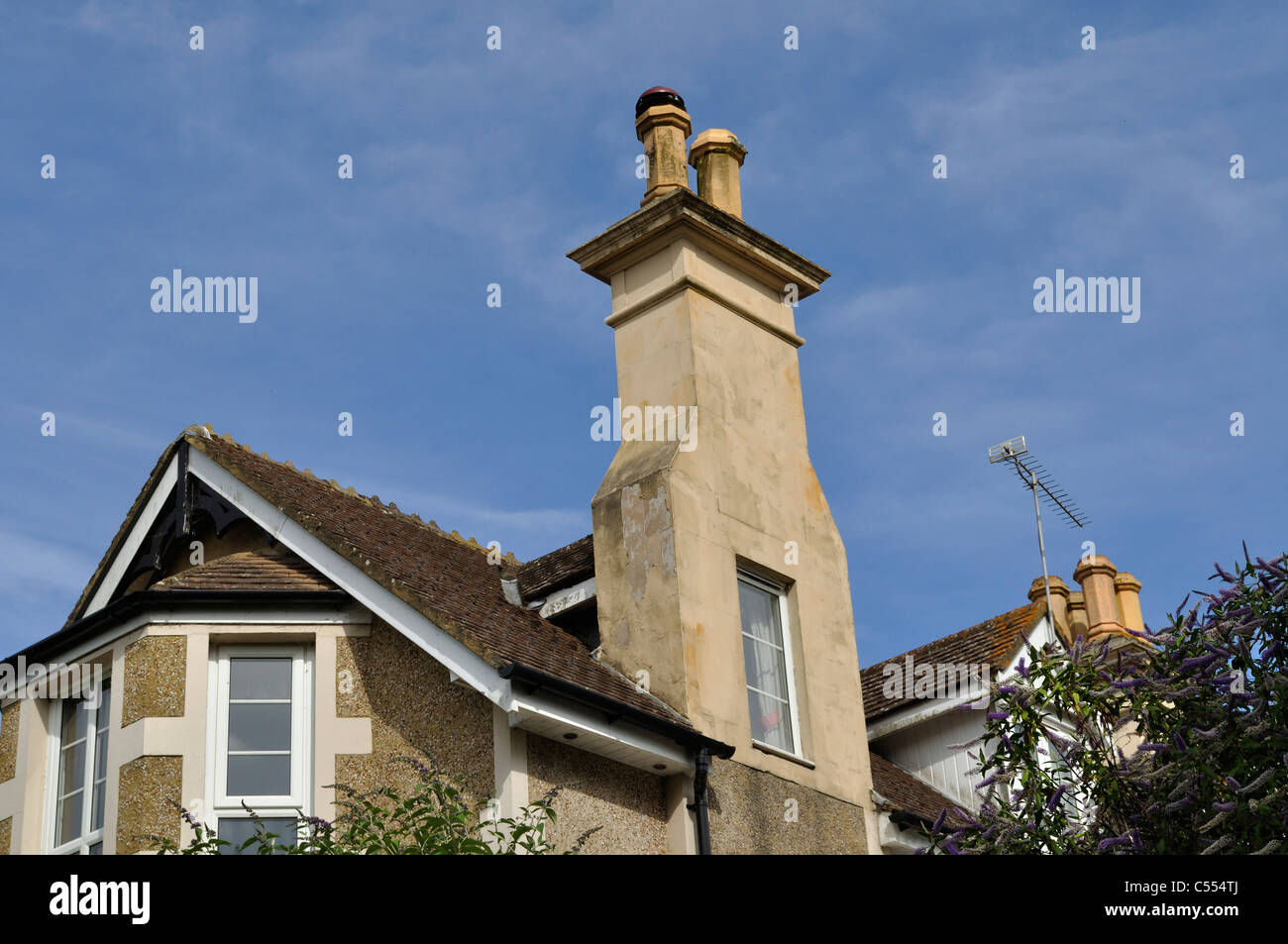 House in Bournemouth with a window unusually set in the chimney stack ...