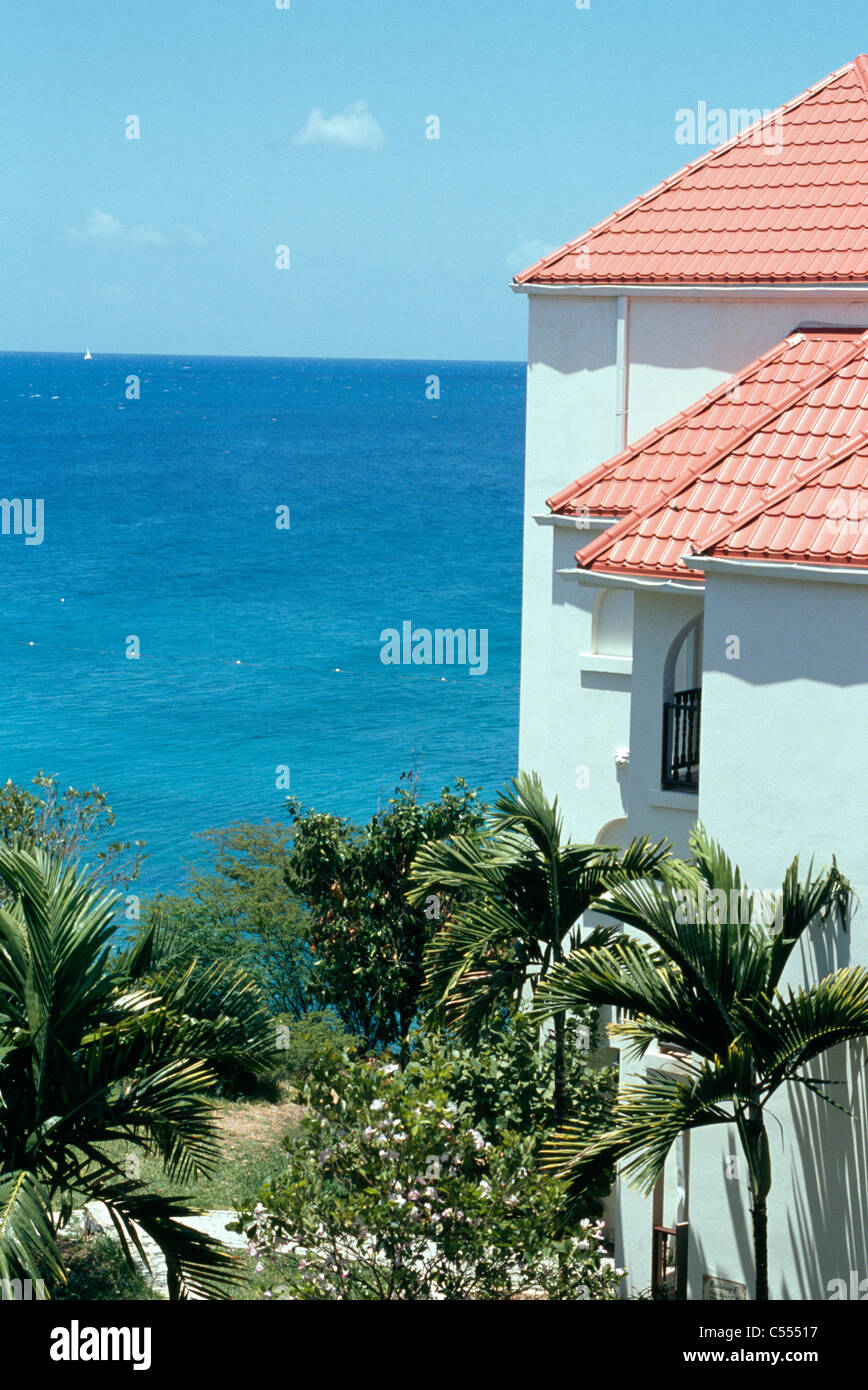 Netherlands Antilles, St. Maarten, Philipsburg, house overlooking sea ...