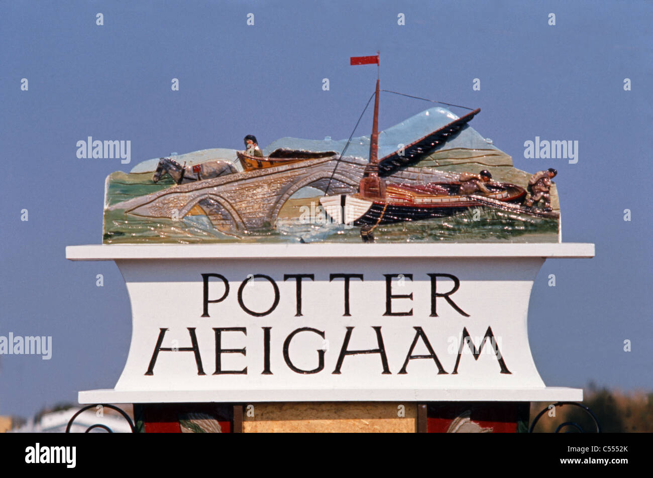 Village sign, Potter Heigham, Norfolk, England, 1975 Stock Photo - Alamy