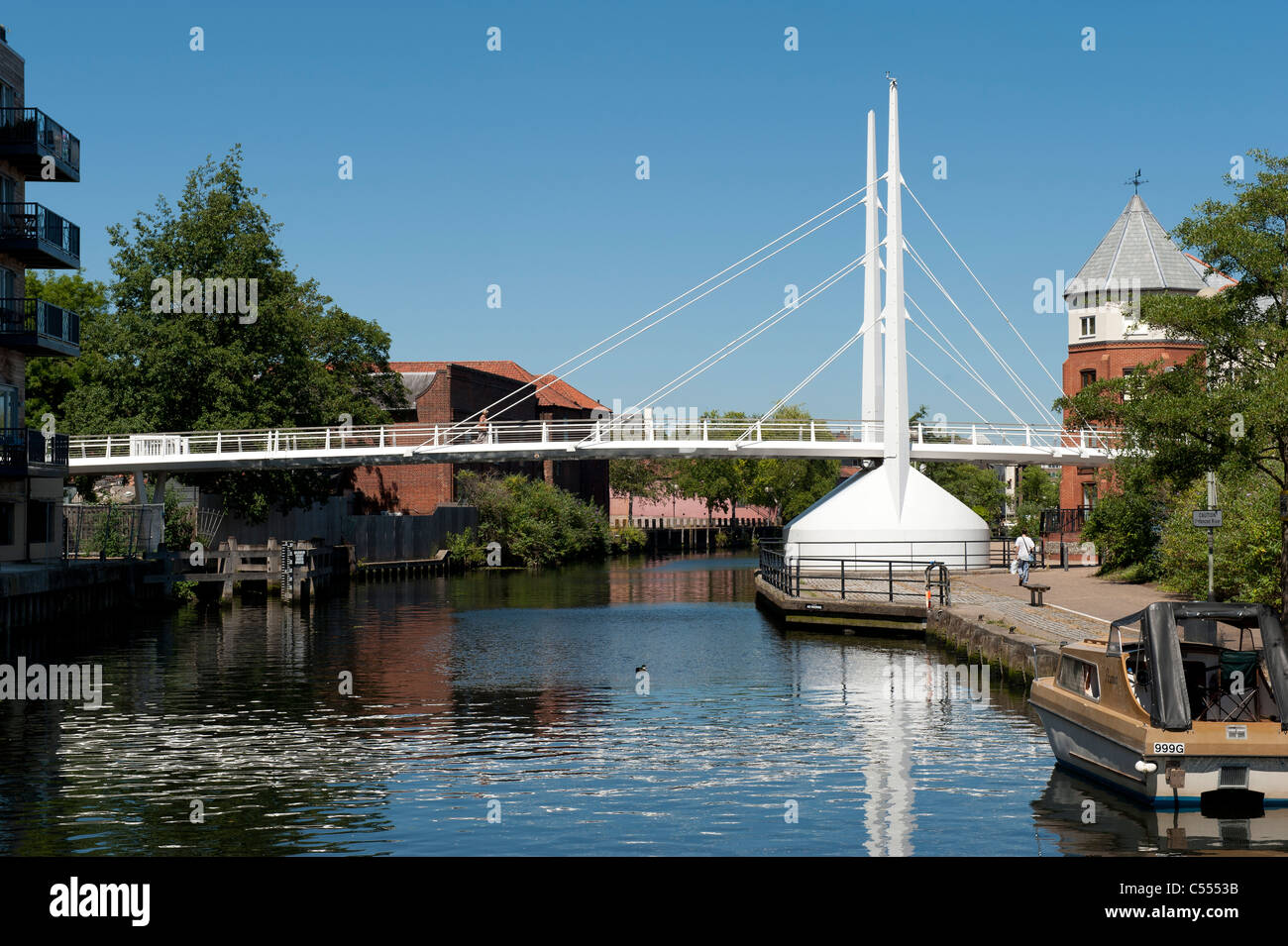 Bridge at Riverside Norwich Norfolk UK tourist attracrion Stock Photo ...