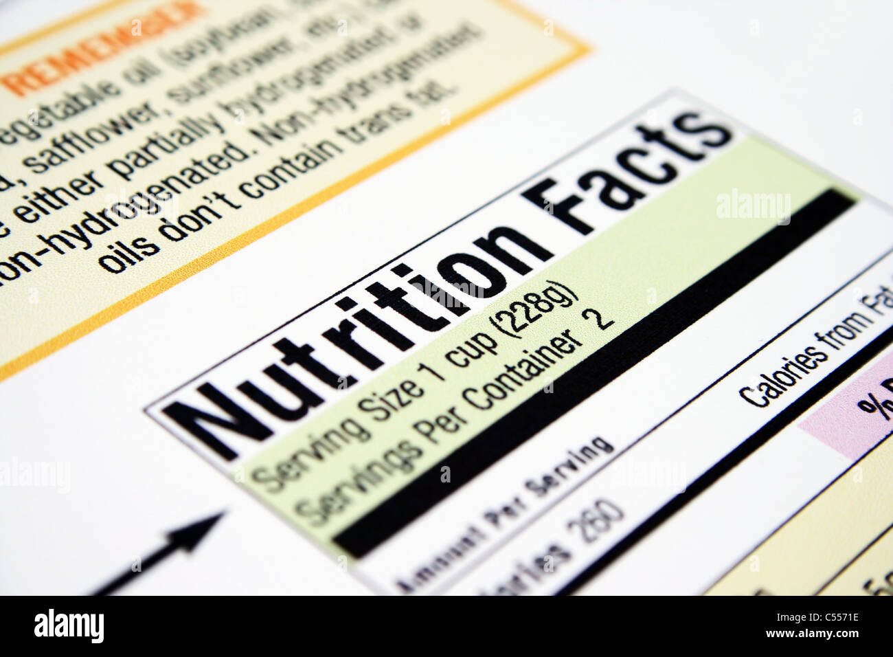 Dietary facts label hi-res stock photography and images - Alamy
