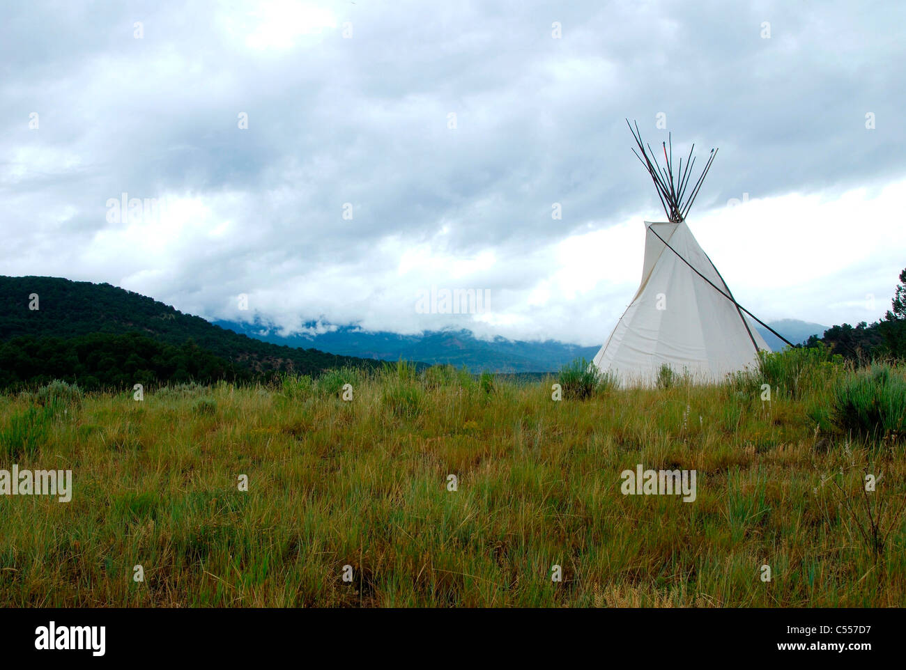 Teepee in a field, Ridgway, Cimarron Range, Colorado, USA Stock Photo ...