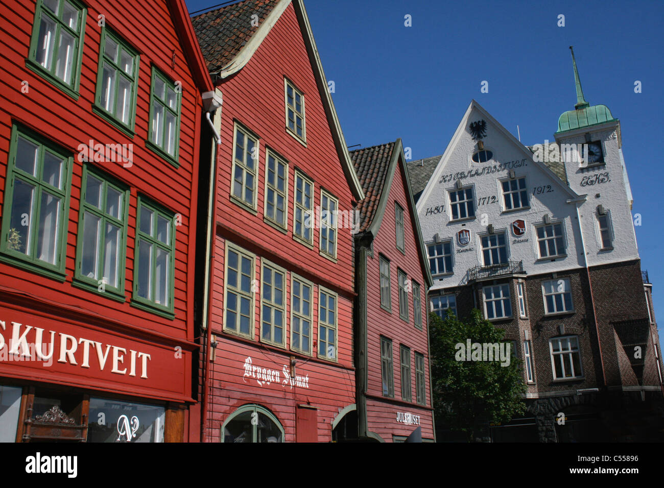 Row houses in a city, Bergen, Norway Stock Photo - Alamy