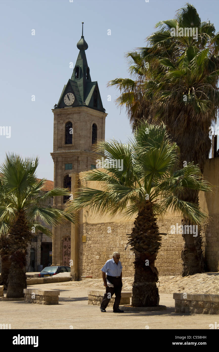 Old man walking near the clock tower Old Jaffa Tel Aviv Israel Stock ...