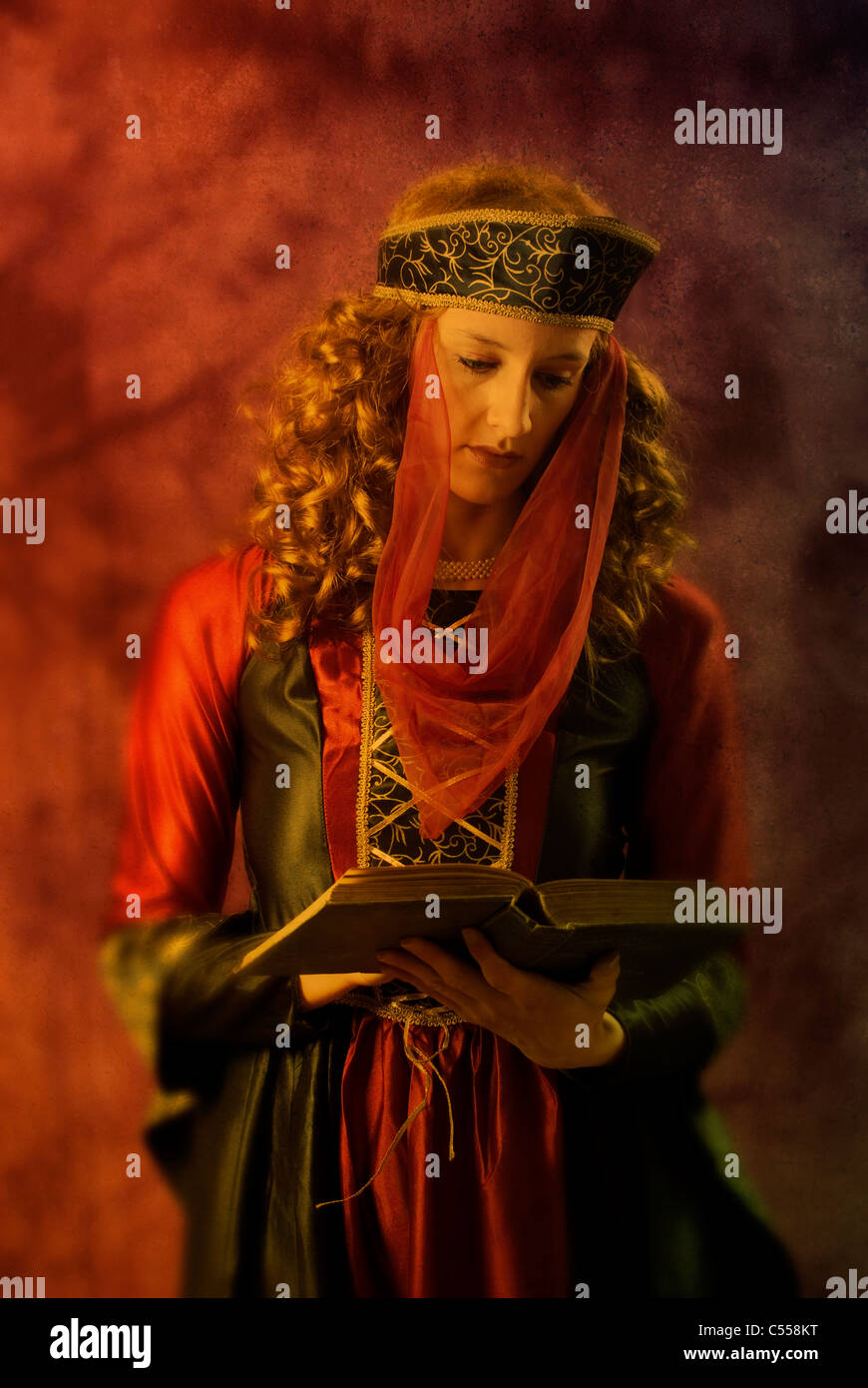 Victorian woman reading a book Stock Photo - Alamy
