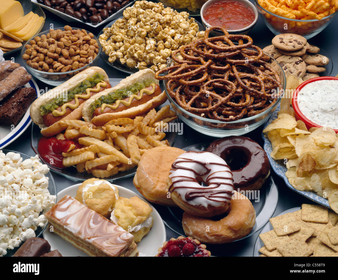 Bowls of junk food and sweets hi-res stock photography and images - Alamy