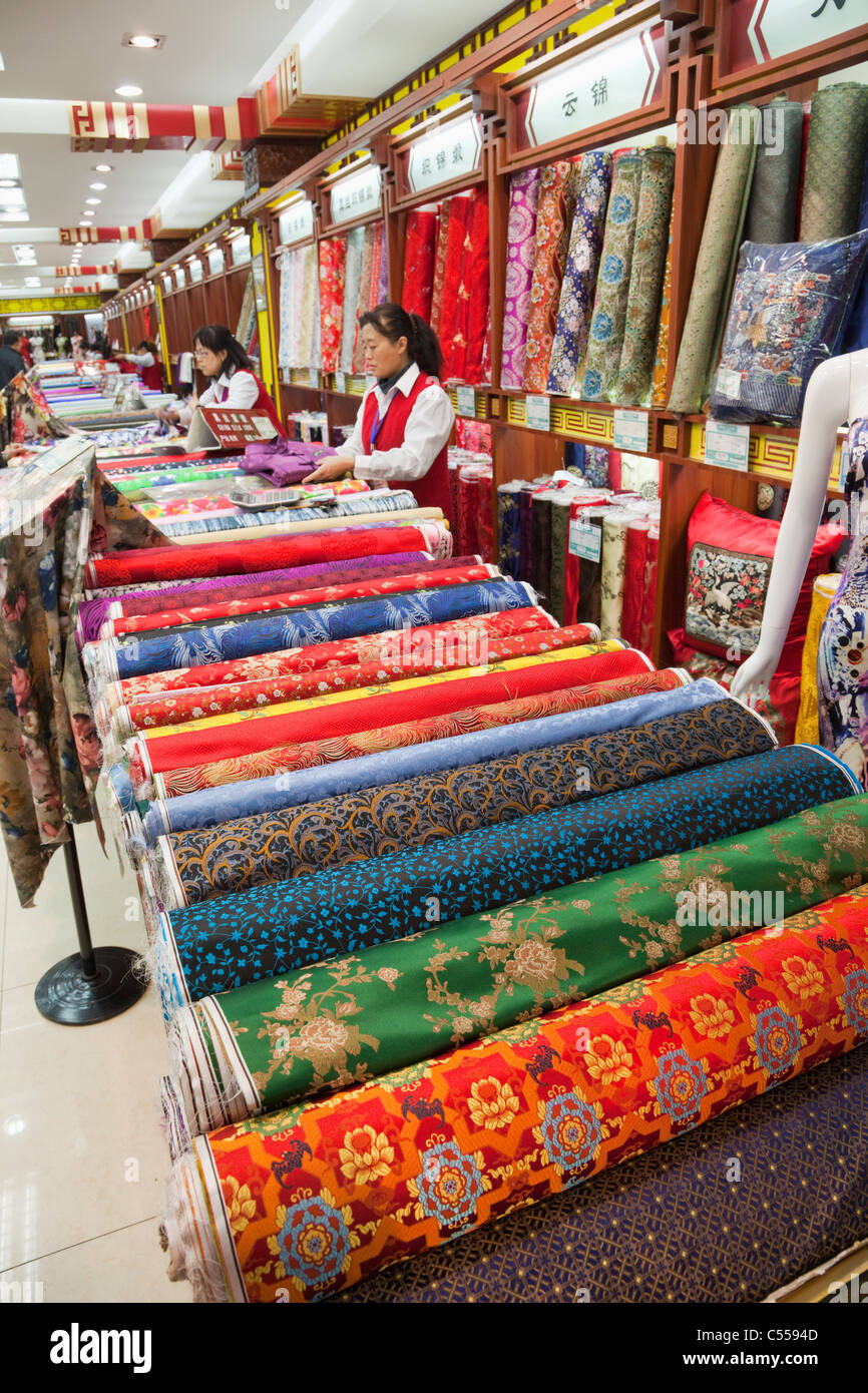 Silk in a store, Wangfujing, Dongcheng District, Beijing, China Stock ...