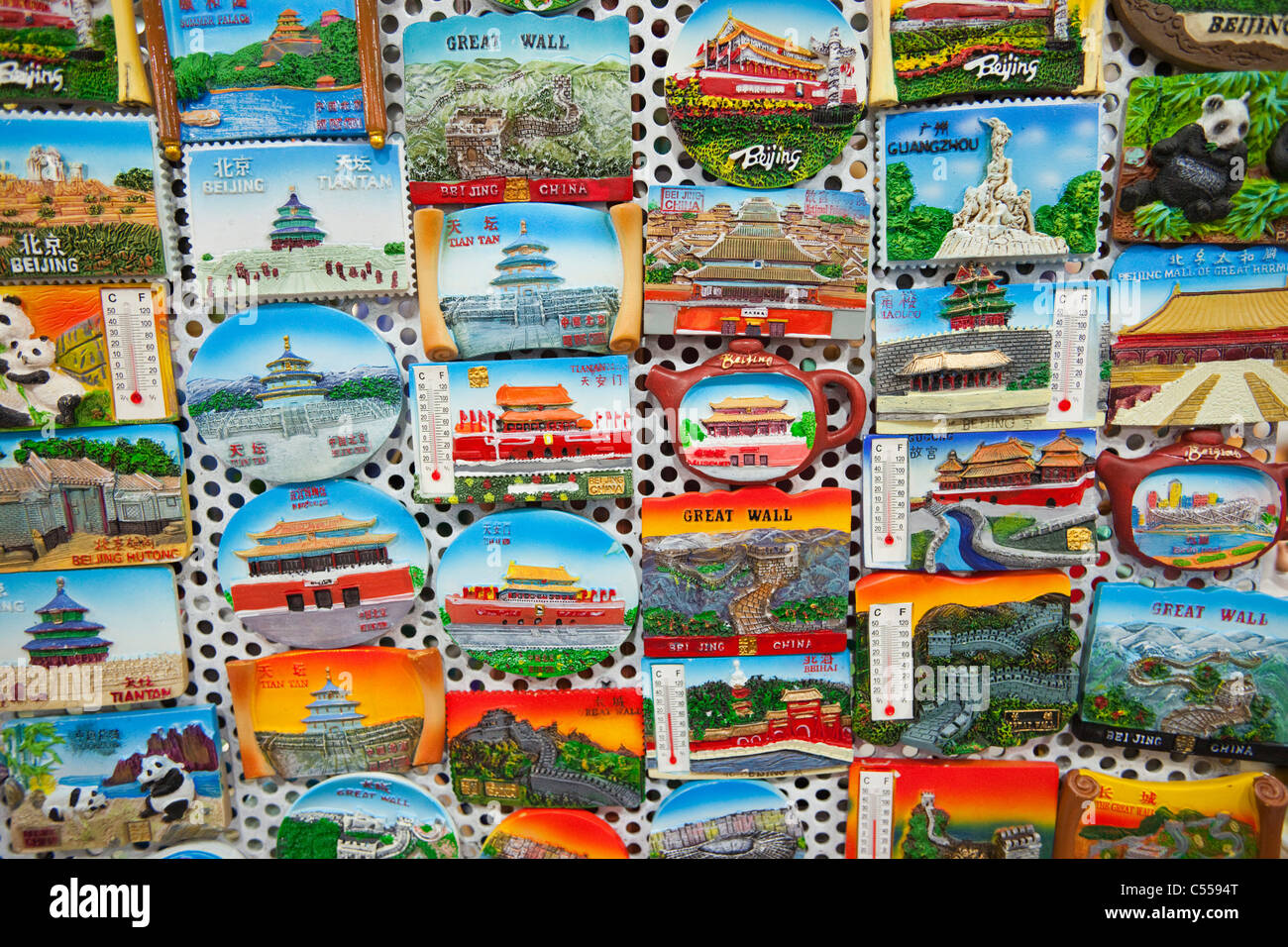 Refrigerator magnets of Chinese landmarks at a store, Hongqiao Pearl ...