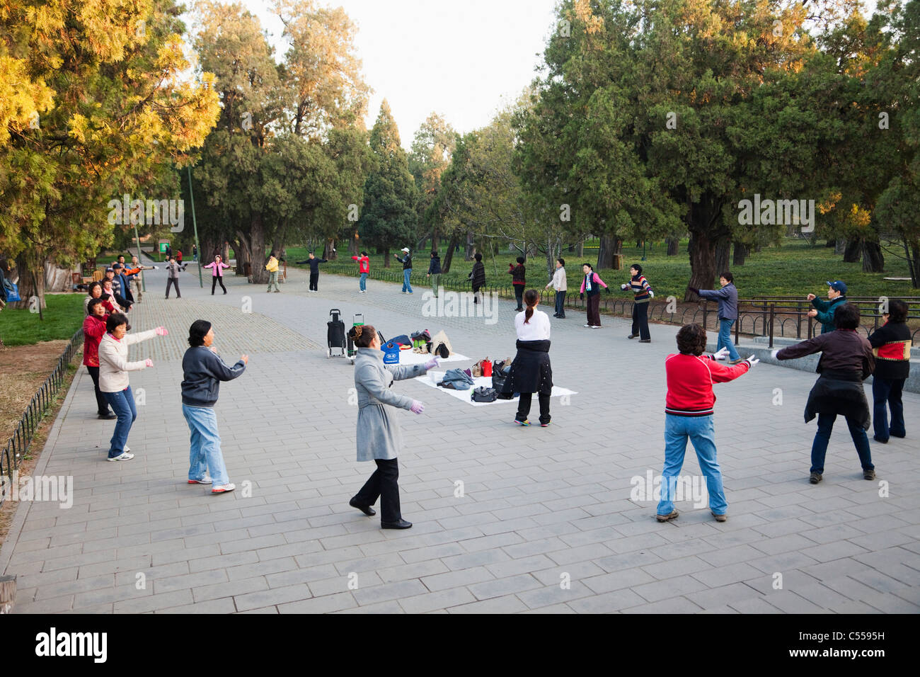 People exercising in a park, Temple Of Heaven, Beijing, China Stock ...