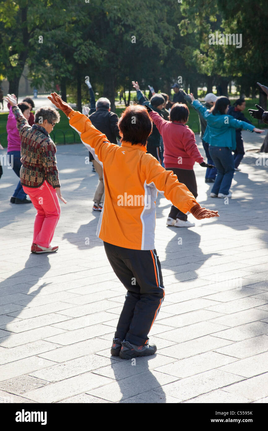 People exercising in a park, Temple Of Heaven, Beijing, China Stock ...