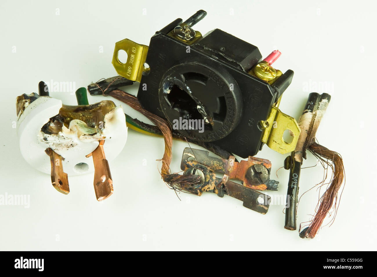 burnt electric outlet Stock Photo - Alamy