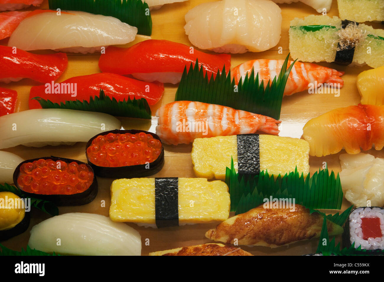 Plastic food dish in the display window of a Japanese restaurant, Tokyo ...