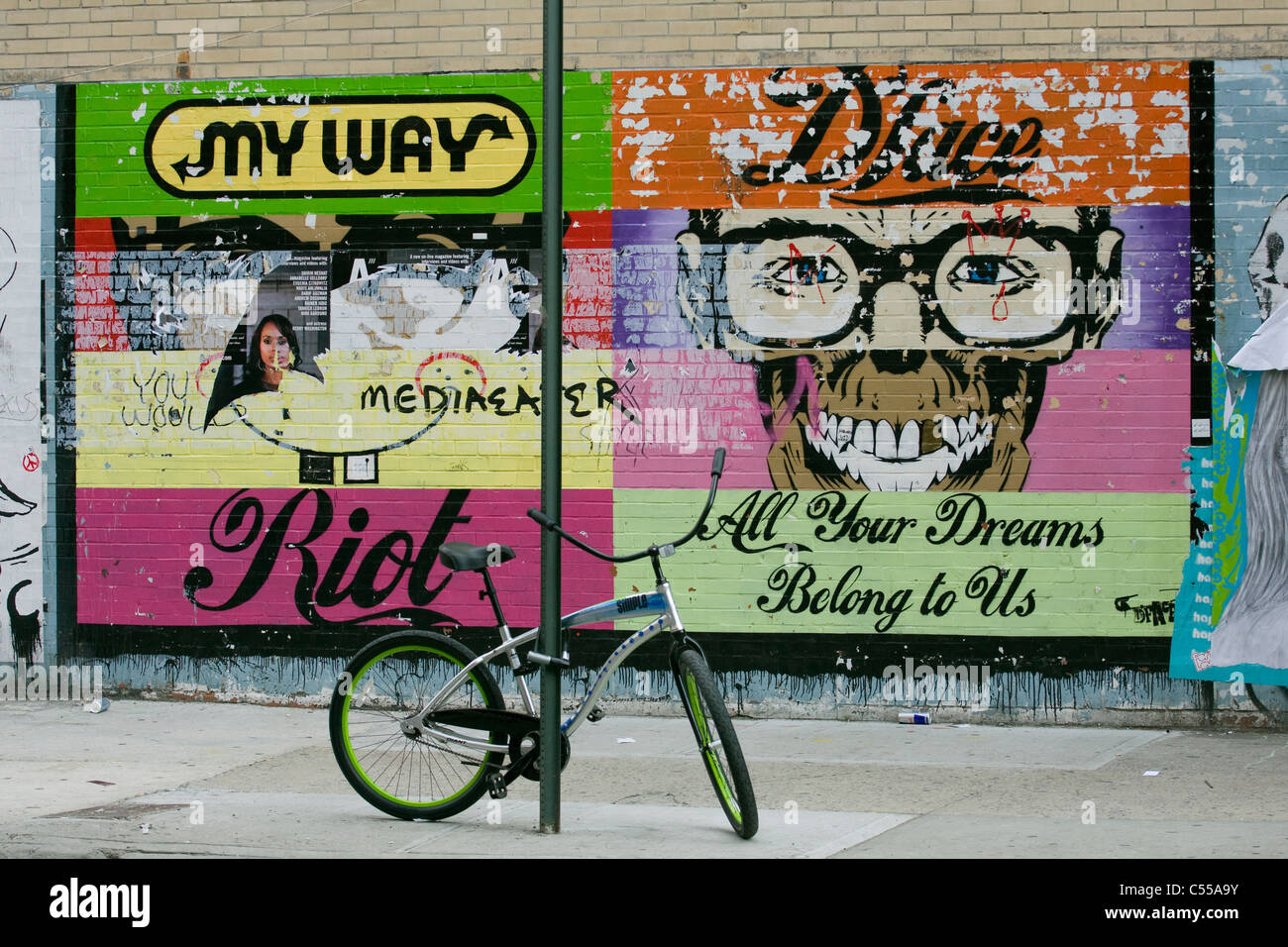 Graffiti on a brick wall in the West Village of New York City Stock ...