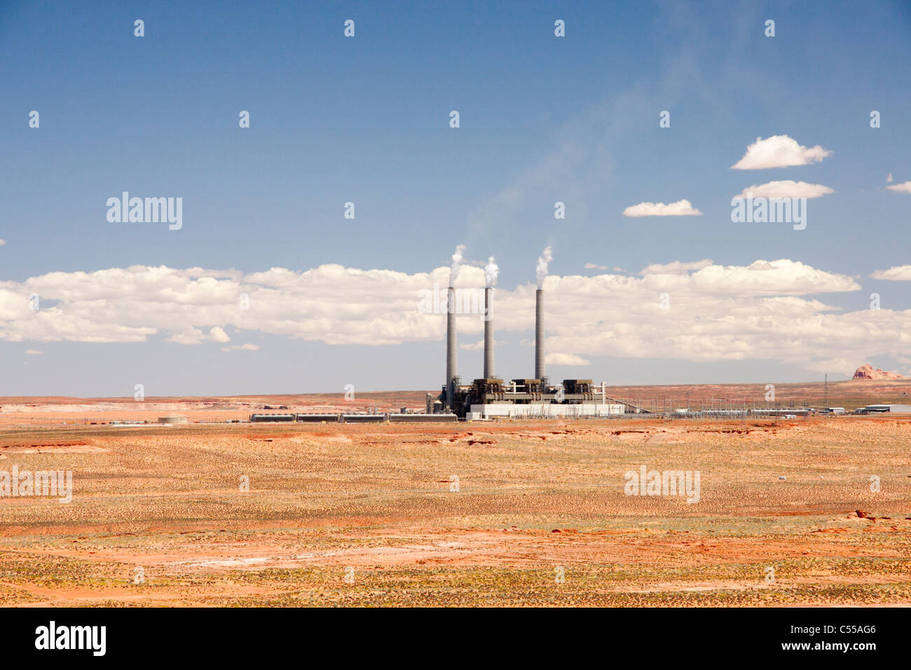 USA, Arizona, Vermillion Cliffs, Factory on desert landscape Stock ...