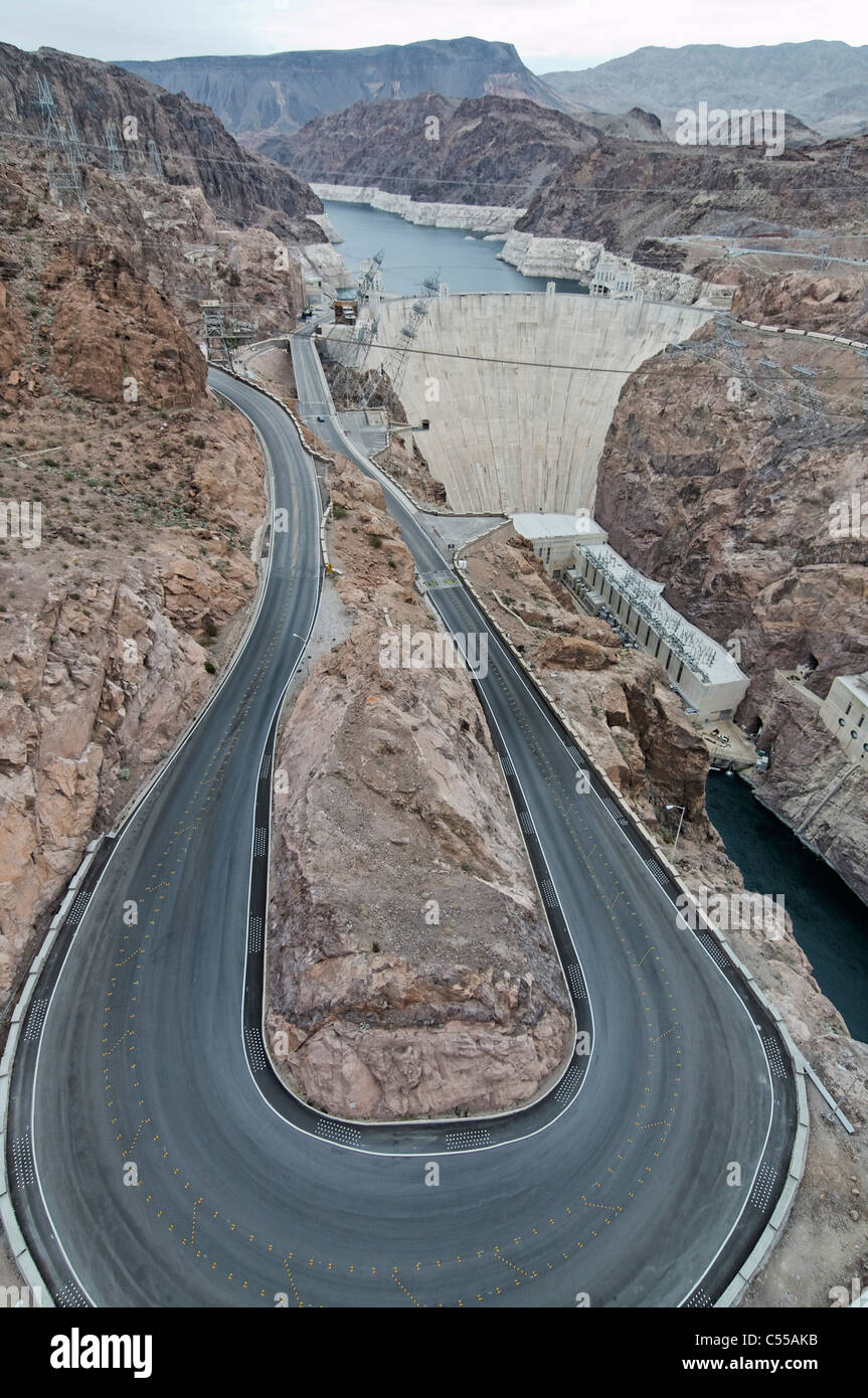 Winding road leading to the Hoover Dam, Arizona-Nevada Border, USA ...