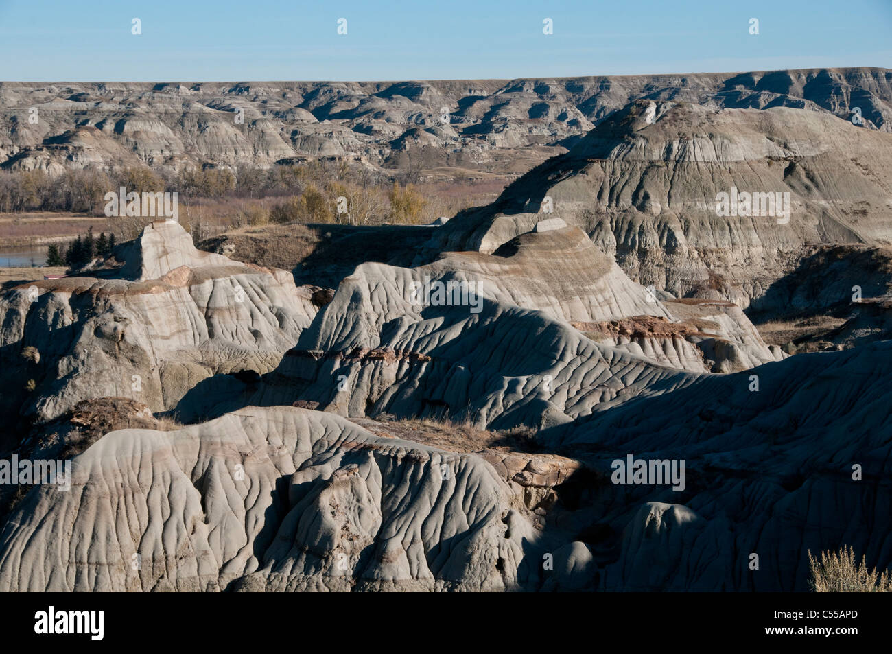 Rock formations in a desert, Dinosaur Provincial Park, Brooks, Alberta ...