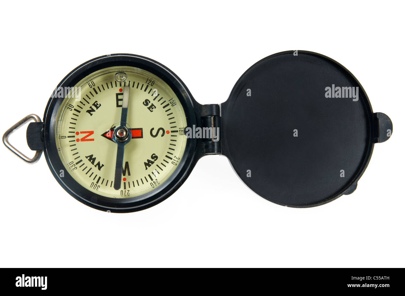 foreground of a orientation compass on white background Stock Photo - Alamy
