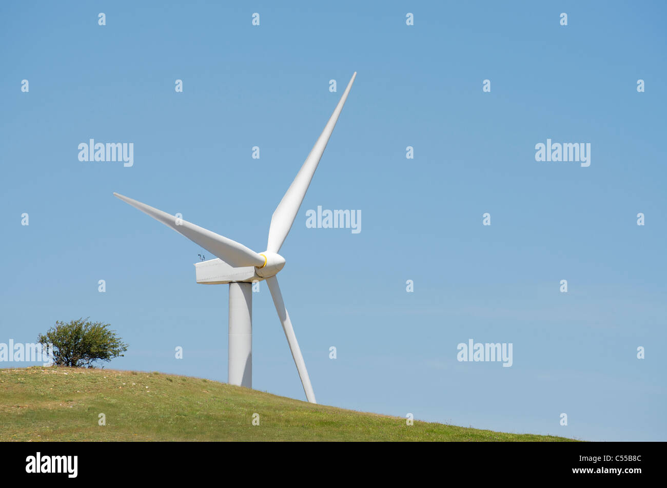 windmill for renewable electricity production in a green meadow Stock ...