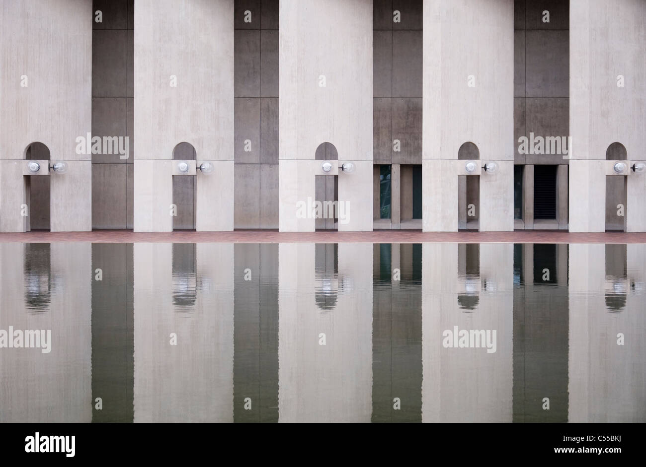 Reflection of a church in pool, First Church of Christ, Boston ...