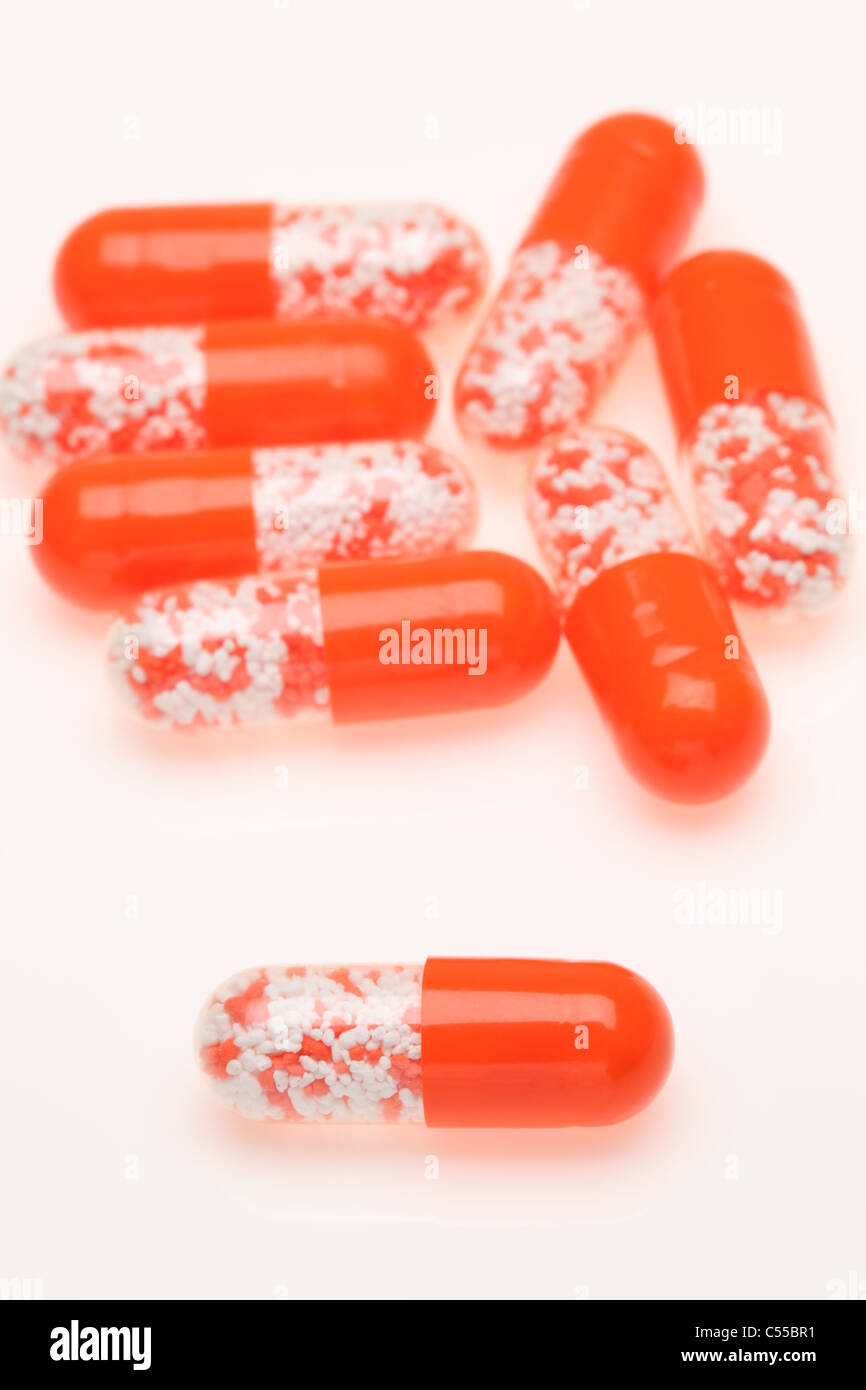 Medicine capsule on white background Stock Photo - Alamy
