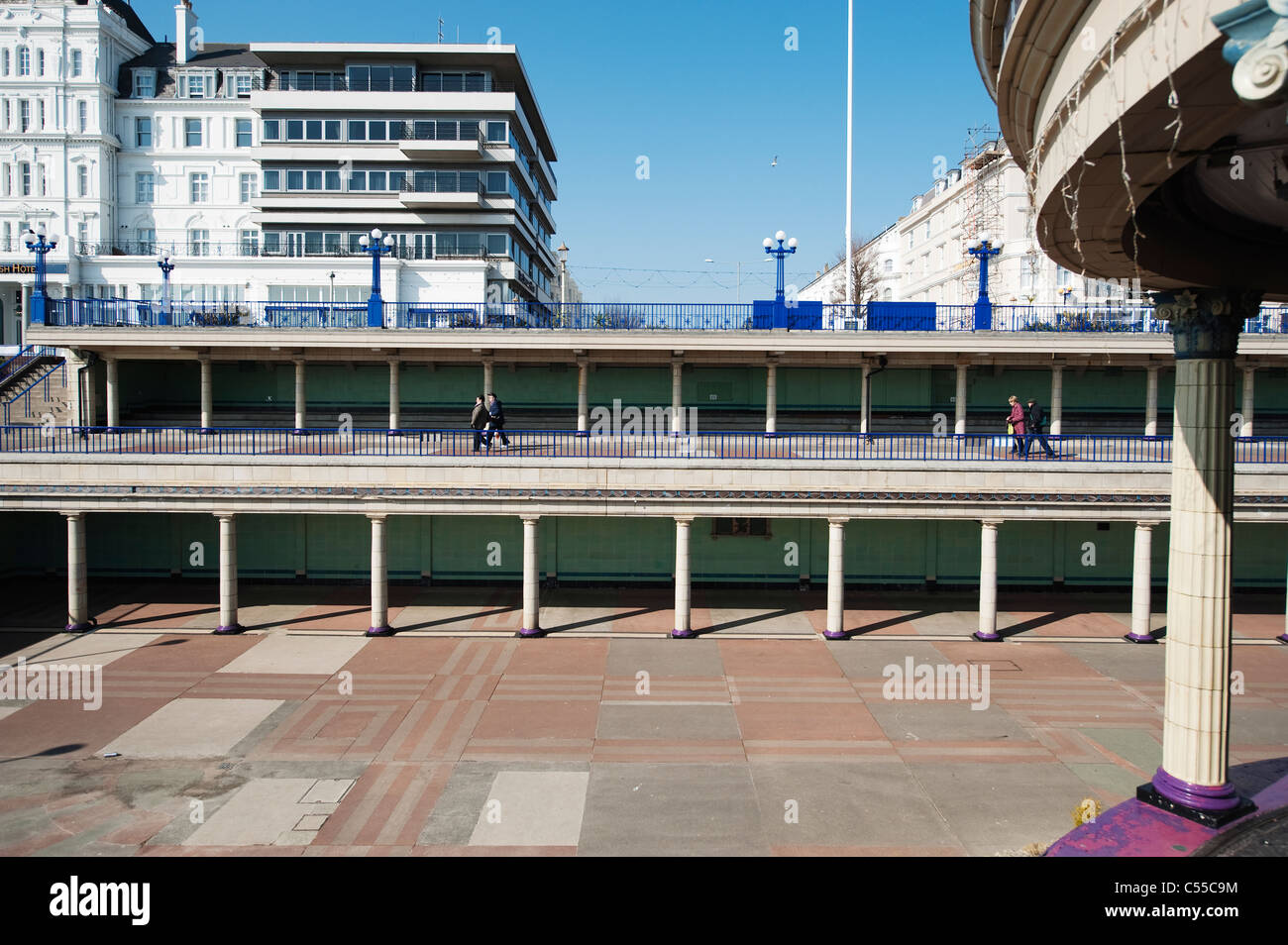 Elegant architecture of the 1930s Eastbourne bandstand on the seafront ...