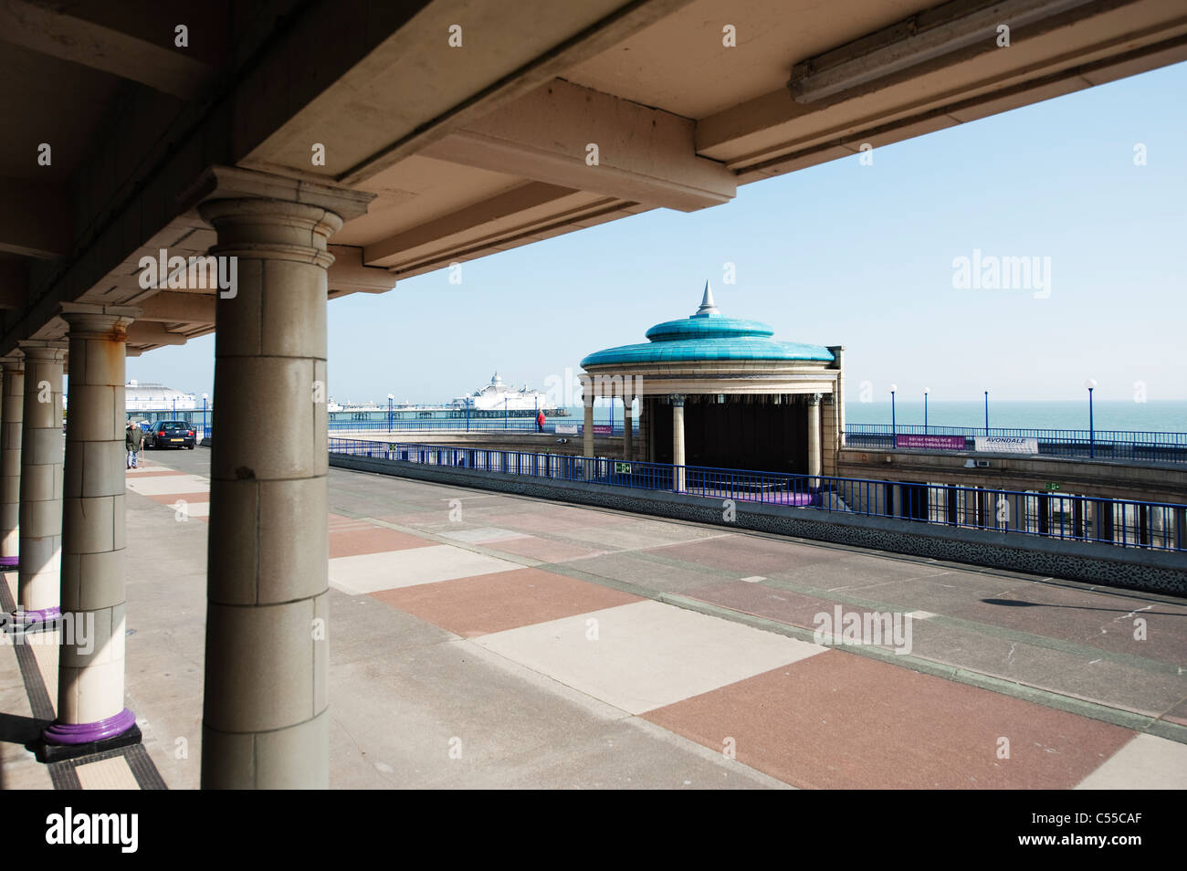 Elegant architecture of the 1930s Eastbourne bandstand on the seafront ...