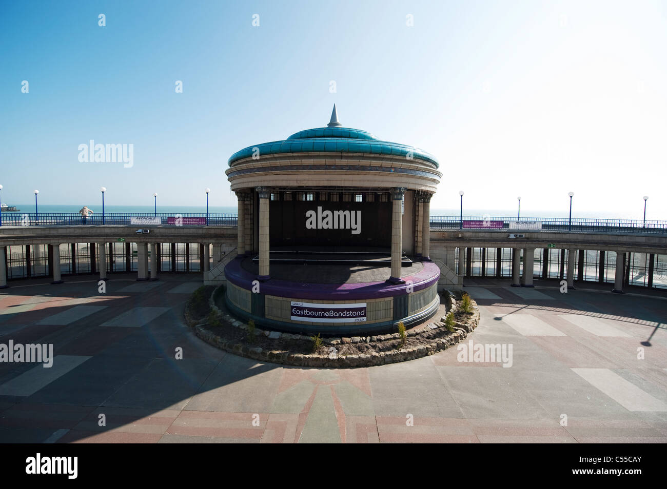 Elegant art deco architecture of the Eastbourne bandstand on the ...